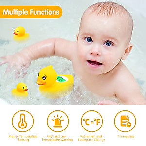 Duck Bath Thermometer, Baby Safety Water Thermometer for Bathtub, Digital Room Thermometer with LED Display Temperature Warning, Ducky Floating Toy for Infants Newborn Babies
