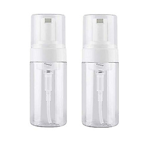 LASSUM 2 Pieces Clear Plastic Foamer Liquid Soap Pump Bottle Travel Foaming Soap Dispenser,100ML