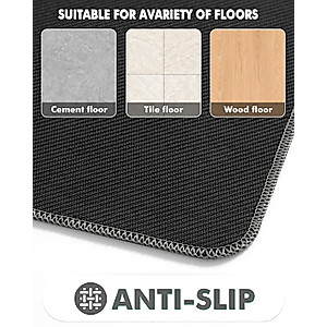 LUMI Large Indoor Door Mat, 36"x59" Non Slip Rubber Backing Entrance Mat, Easy Clean Low Profile Ultra Thin Entryway Mat for Inside House, Patio, Grey