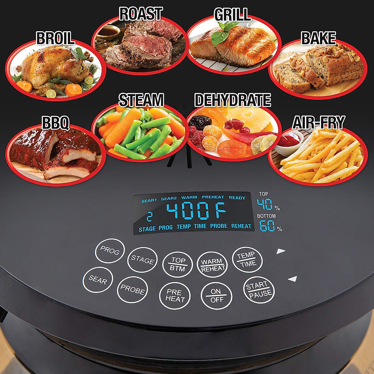 Nuwave Primo Grill Oven PFAS Free Countertop Oven with Convection Top & Grill Bottom, Smart Thermometer, Perfect for Cooking Frozen or Fresh with Surround Heat for Flawless Results