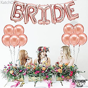 KatchOn, Bride Balloons Rose Gold Set - 16 Inch, Pack of 15 | Rose Gold Bride Balloon, Latex Balloons | Bride Balloons Bachelorette Party Decorations | Bride Decorations | Bridal Shower Decorations