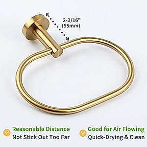 Towel Ring Brushed Gold, Angle Simple SUS 304 Stainless Steel Modern Towel Holder, Bathroom Hand Towel Rack Wall Mounted