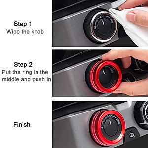 JKCOVER Interior Decorated Button Knob Covers Compatible with Toyota Tacoma 2023 2022 2021 2020 2019 2018 2017 2016, 4WD Temp Air Conditioner AC Switch Audio CD Aluminum Alloy Knob Ring (Red,4pcs)