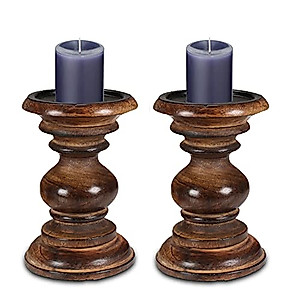 Candle Holder,Wood Candle Holder,White Wooden Candle Holder,Candle Holders,Farmhouse Candle Holder,Candle Holder Set of 2,Wood Pillar Candle Holder,Height 6 inch Set of 2, Burnt