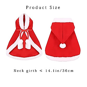 Pet Christmas Costume,Cat Cloak with Xmas Hat,Christmas Cat Dog Costume Pet Cape,Dog Clothes for Christmas,Hooded Cape Dog Puppy Dress Up for Cats and Small to Medium Sized Dog