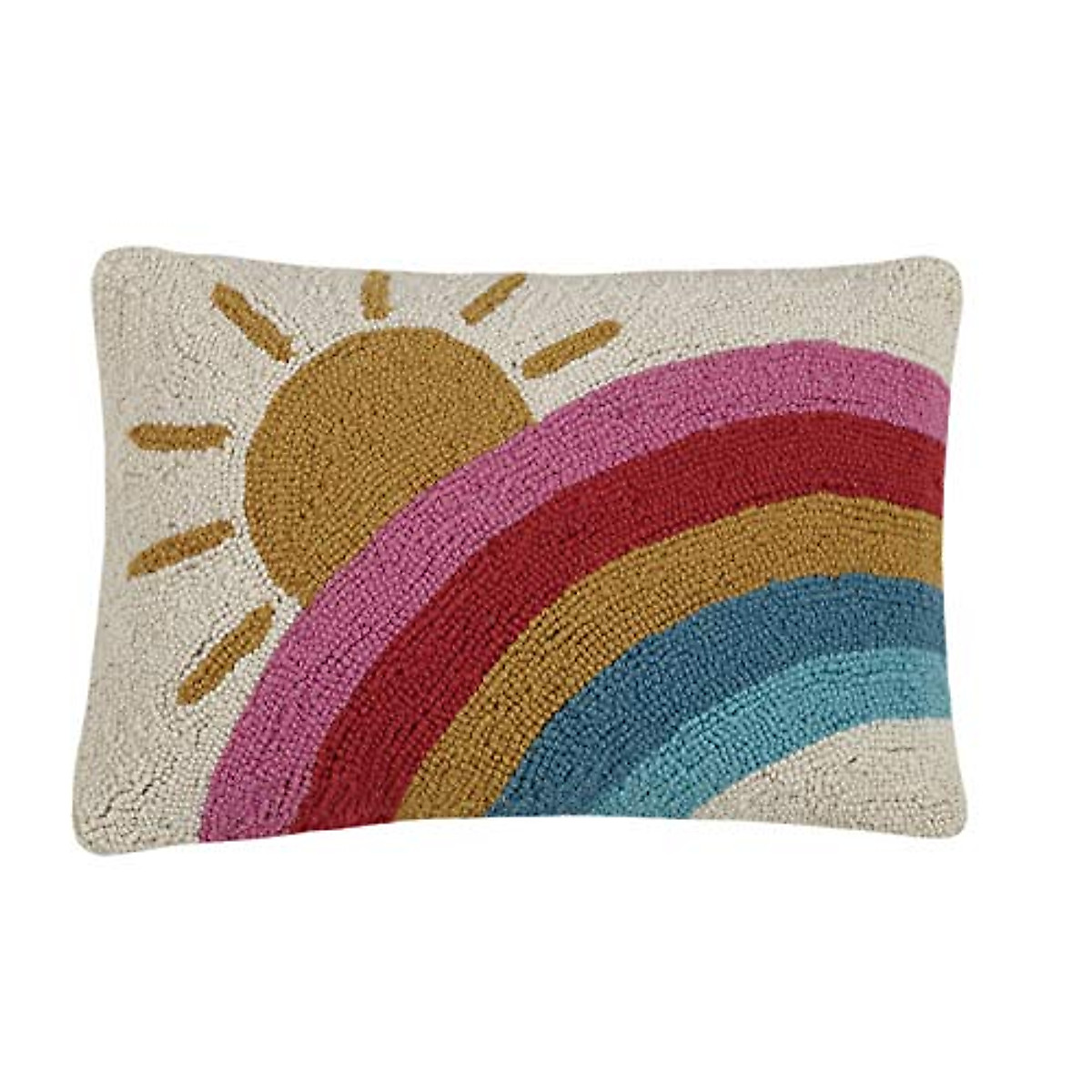 Peking Handicraft 30JES1701C18OB Sun and Rainbow Hook Pillow, 18-inch Long, Wool and Cotton