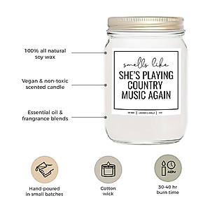YouNique Designs Candle for Country Music Fan Gift 8oz Candle - Cowgirl Gifts for Country Music Lovers - Country Music Lover Gifts - Cool Country Music Gifts for Music Lovers (Lavender & Vanilla)