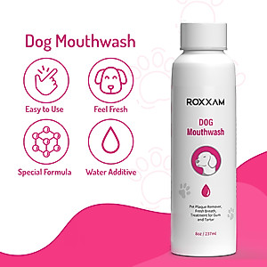 ROXXAM Dog Mouthwash: Advanced Dental Care Water Additive for Dogs | Keep Dog Breath Fresh and Teeth Clean | Supports Gum Health | Eliminates Bad Breath, Whitens Teeth, Prevents Cavities