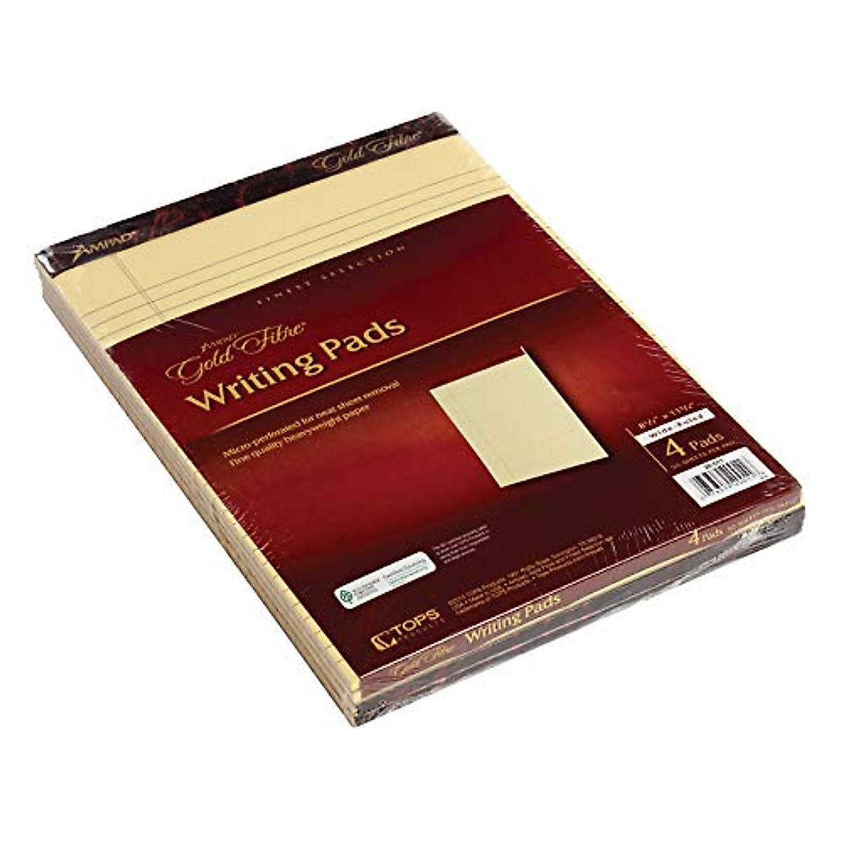 Ampad Heavyweight Writing Pad, 8.5 x 11.75 Inches, Ivory, 50-Sheet Pad (4 Pads per Pack) (20-011)