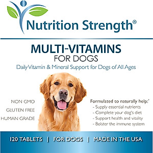 Nutrition Strength Multivitamins for Dogs, Daily Vitamin and Mineral Support, Nutritional Dog Supplements for All Canine Breeds and Sizes, Promotes Immune Health in Pets, 120 Chewable Tablets