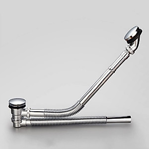 FKLGJFO Full Brass Bathroom Bathtub Drainer Push Down Up Hold Bath Waste Drains for Bathing Tub Drain