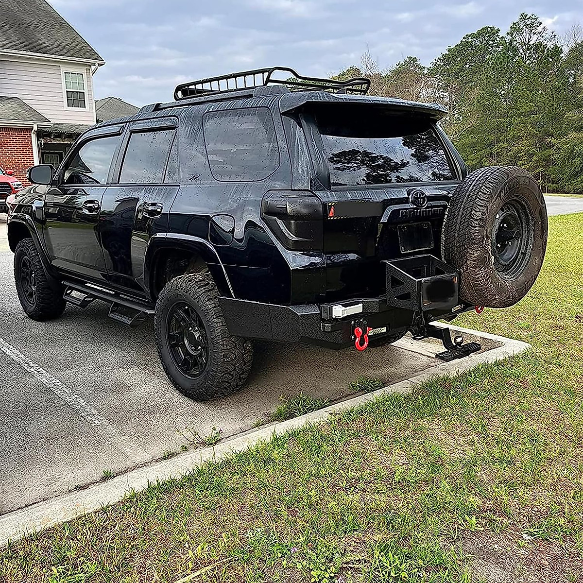 LUYWTE For 2015-2020 Toyota 4Runner Steel Rear Bumper W/Tire Carrier&Oil Drum Holder（Black Texture）
