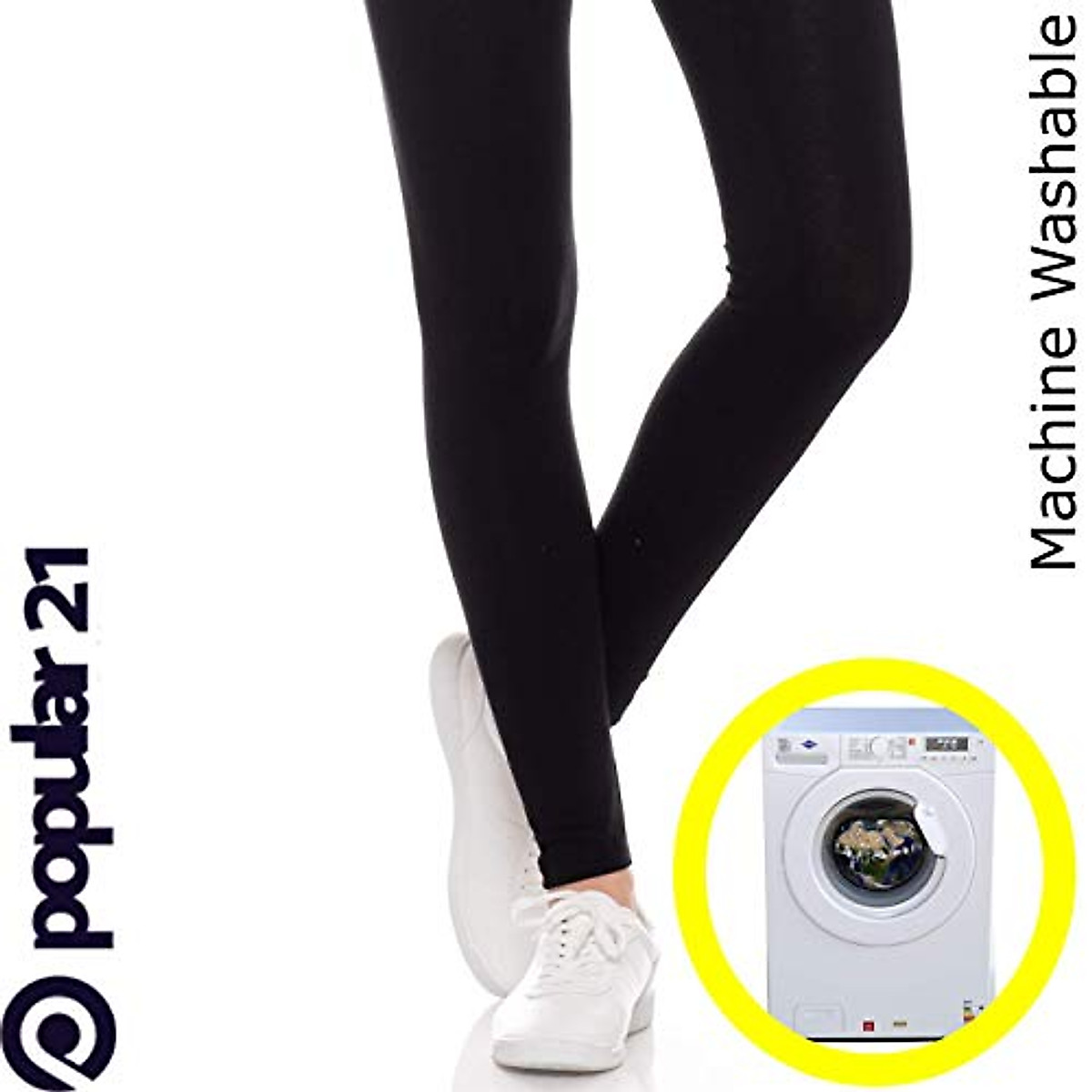 Popular 21 Fold Over Yoga Pants for Women | Soft Cotton Full Length Leggings (Black/White, Large)