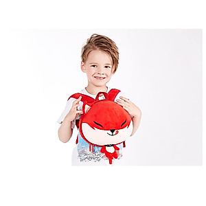 Kids happy Animal Backpack Leash for Toddlers,Baby Harness Backpack for Kids,Child Backpack Walking Leash,Plush Backpack Harness,Cute Backpack Leash,Toddler Tether Backpack (Fox)