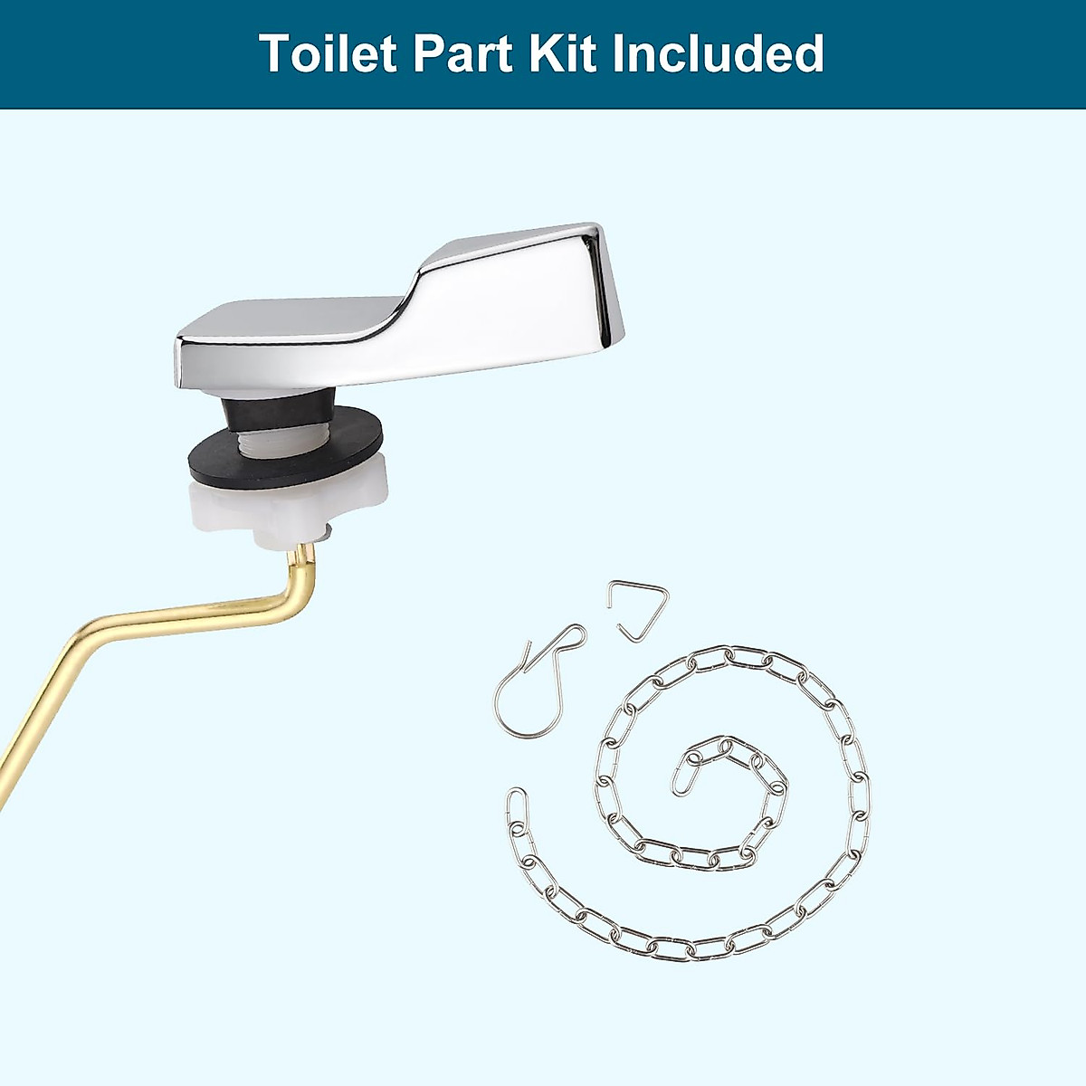 Hygie Rinse Universal Toilet Trip Lever Compatible with American Standard/Mansfield Toilet Handle, Toilet Tank Side/Angle Mount Handle Replacement Kit with Flapper Chain, Chrome
