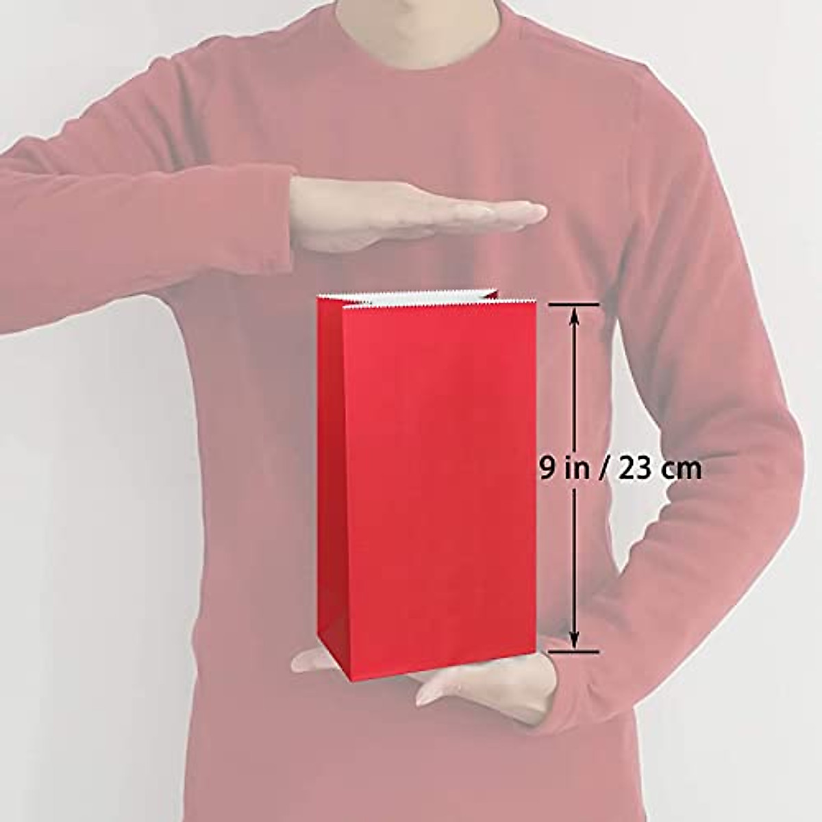 KEYYOOMY 50 CT Red Paper Party Favor Bags Biodegradable Kraft Paper Bags Paper Lunch Bags