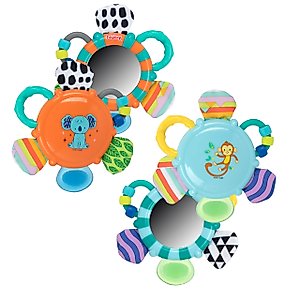 Nuby Look-at-Me Mirror Teether Toy, Grey Cloud