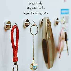 Neosmuk Magnetic Hooks,Heavy Duty Earth Magnets with Hook for Refrigerator, Extra Strong Cruise Hook for Hanging, Magnetic Hanger for Curtain, Grill(Silver, 6 Pack)