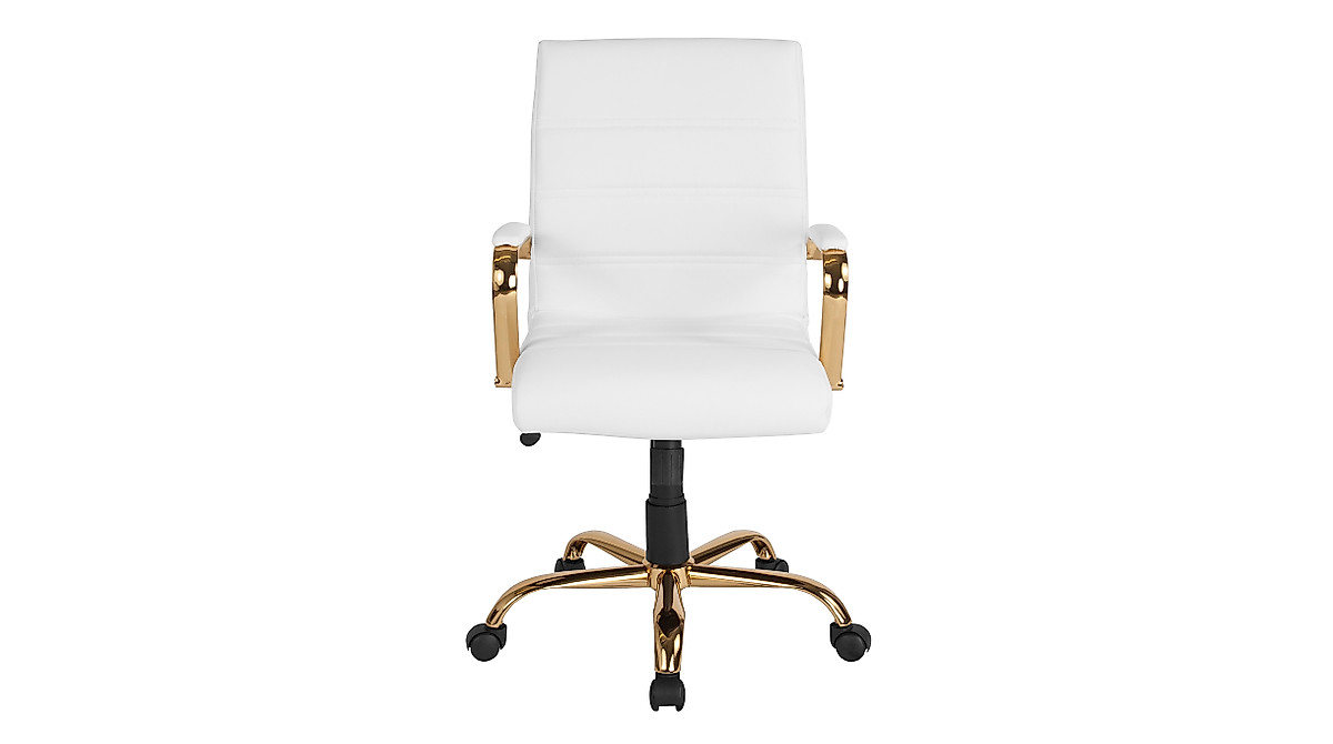 EMMA + OLIVER White LeatherSoft Executive Office Chair