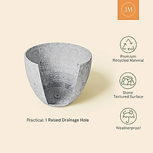 LA JOLIE MUSE 14.2/11.3/8.6 Inch Round Planter,Indoor/Outdoor Large Planters Set of 3,Grey Plant Container with Drain Holes,Tree Flower Plant Pots for Patio and Deck