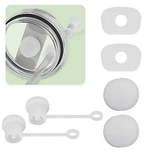 Neepanda 3set Silicone Spill Proof Stopper, Fit for Stanley Tumbler 1.0 and 2.0 version 30oz|40oz, with 2 Straw Cover,2 Round Leak Stoppers,2 Square Spill Stoppers, Stanley Cup Accessories(Clear)