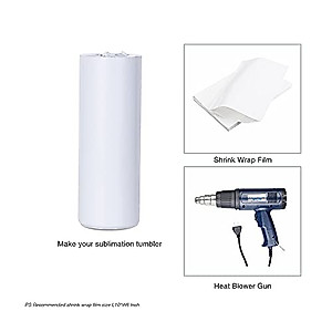 PYD Life Sublimation Blanks Skinny Tumbler White 20 OZ Straight Stainless Steel Tumbler with Metal Straw for Mug Tumbler Heat Press Machine Sublimation Printing 4 Pack