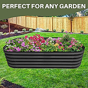 PINTIA1 Steel Raised Garden Beds for Vegetables Flowers, Large Outdoor Planter Herbs Garden Bed Galvanised Steel (6X3X1.45 FT, Charcoal Grey)