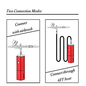 Casubaris Airbrush kit with compressor portable cordless airbrush kit,rechargeable auto stop dual action air brush pen,match different airbrush guns for barbers model painting nail art craft makeup