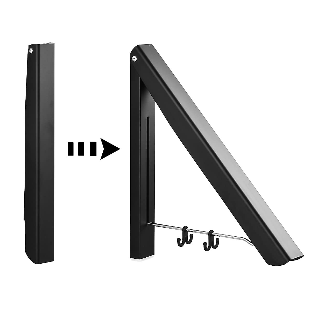 JYL HOME Wall Mounted Clothes Rack Retractable Hanger Space Saving Heavy Duty Wardrobe Hooks for Bathroom Balcony Aluminum, Black, 1-Pack