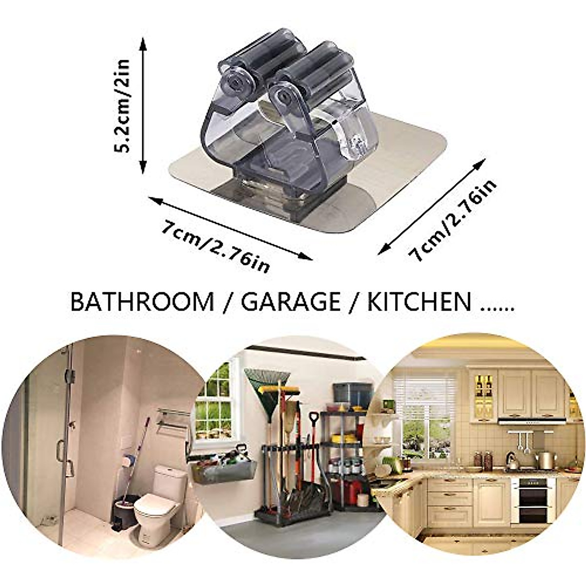 ARTORA Mop and Broom Holder Wall Mounted, Self Adhesive Broom Organizer Multipurpose Tools Storage Hanging Clip for Kitchen, Bathroom, Laundry Room (6 Pack)