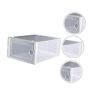 Zerodeko 4 pcs Collapsible White Display Shoes Stackable Clothes Storage Rack Dormitory Wardrobe Stacking Women Clear Drawer for Simple Shoe Clo Bin Wallwhite Transparent Container Men