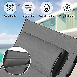 VARVIND Outdoor Patio Chaise Lounge Chairs, Chaise Lounge Outdoor Set of 2, 5 Adjustable Backrest Positions, Adjustable Patio Lounge Chair with Headrest Suitable for Poolside, Balcony,Backyard (Grey)