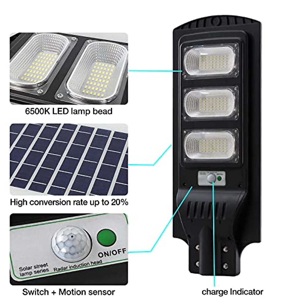 Solar Street Lights Waterproof 144LED 9000 Lumens IP65 Solar Security Flood Light Dusk to Dawn Solar Powered Lamp with Motion Sensor and Remote Control for Garden, Pathway