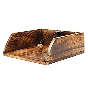 Wooden Napkin Holder Flat Scroll Collection, Bar Napkin Holder for Tables, Tableware Tissue Holder, Farmhouse Napkin Dispenser, Kitchen Bathroom Bedroom Countertop | 8" X 8" X 2.8" (Borwn)