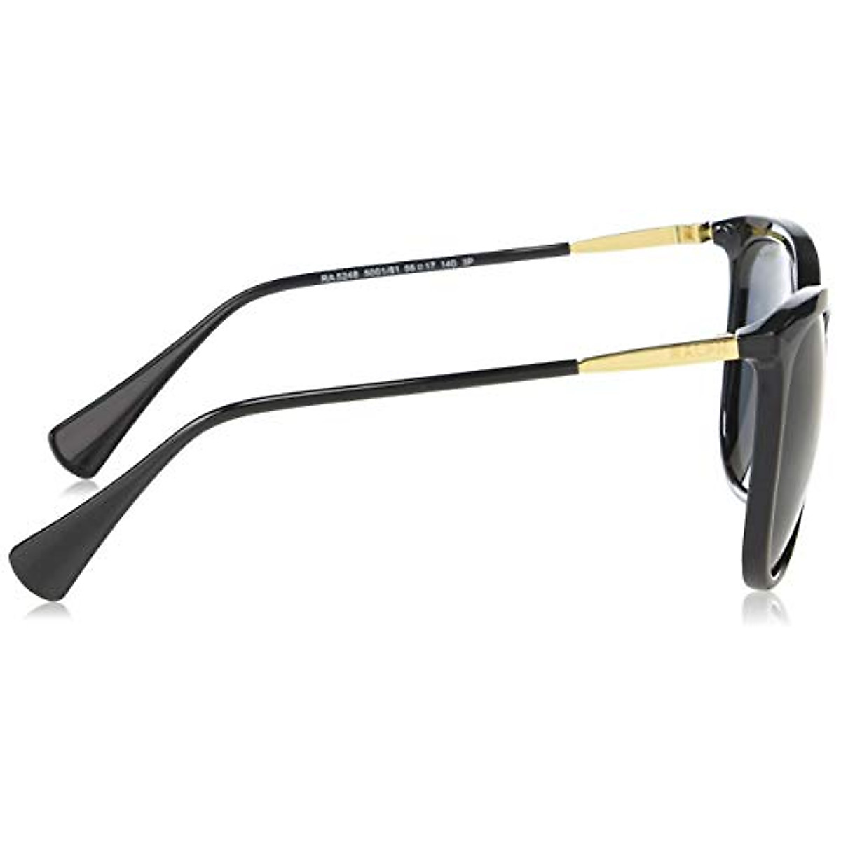 Ralph by Ralph Lauren Women's RA5248 Butterfly Sunglasses, Shiny Black/Polarized Dark Grey, 56 mm