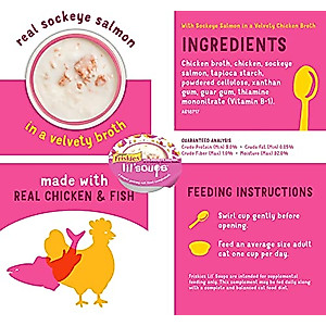 ILC Buy Lil Soups for Cats Bundle, 4 Flavor Variety, (2) Each: Shrimp, Sockeye Salmon, Tuna, Flaked Chicken (1.2 Ounces) Plus a Noisy Cat Toy Ball and Magnet