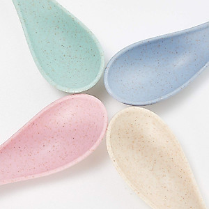 Outus 8 Pieces Wheat Straw Plastic Spoon Dinner Spoon Portable Wheat Straw Soup Spoon Dishwasher and Microwave Safe Spoon