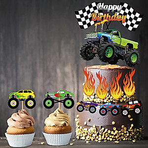 Censen 48 Pcs Truck Cake Topper Birthday Party Supplies Truck Cake Decorations Racing Car Birthday Cake Cupcake Topper Blaze Birthday Cake Topper for Kids Baby Shower Car Party Favors