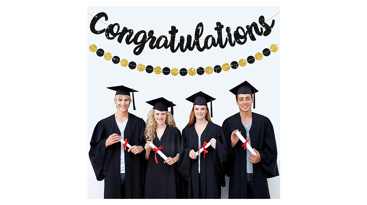 BEISHIDA Black Congratulations Banner(NO-DIY),2024 Graduation Banners ...