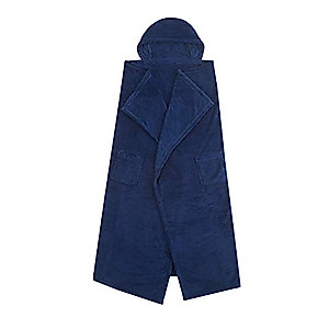 pop shop Plush Hooded Throw Blanket with Pocket, 50"x60" + Hood, Blue