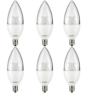Sunlite 41637 LED B11 Clear Torpedo Tip Chandelier Light Bulb, 4.5 Watts (40W Equivalent) 300 Lumens, Candelabra E12 Base, Dimmable Energy Star and ETL Certified, 3000K Warm White, 6 Count