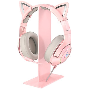 SIMGAL Pink Headphones Stand, Universal Gaming Headset Holder Hanger with Stable Base K9 Cat Ear Headset(Not Included) and All Headphones