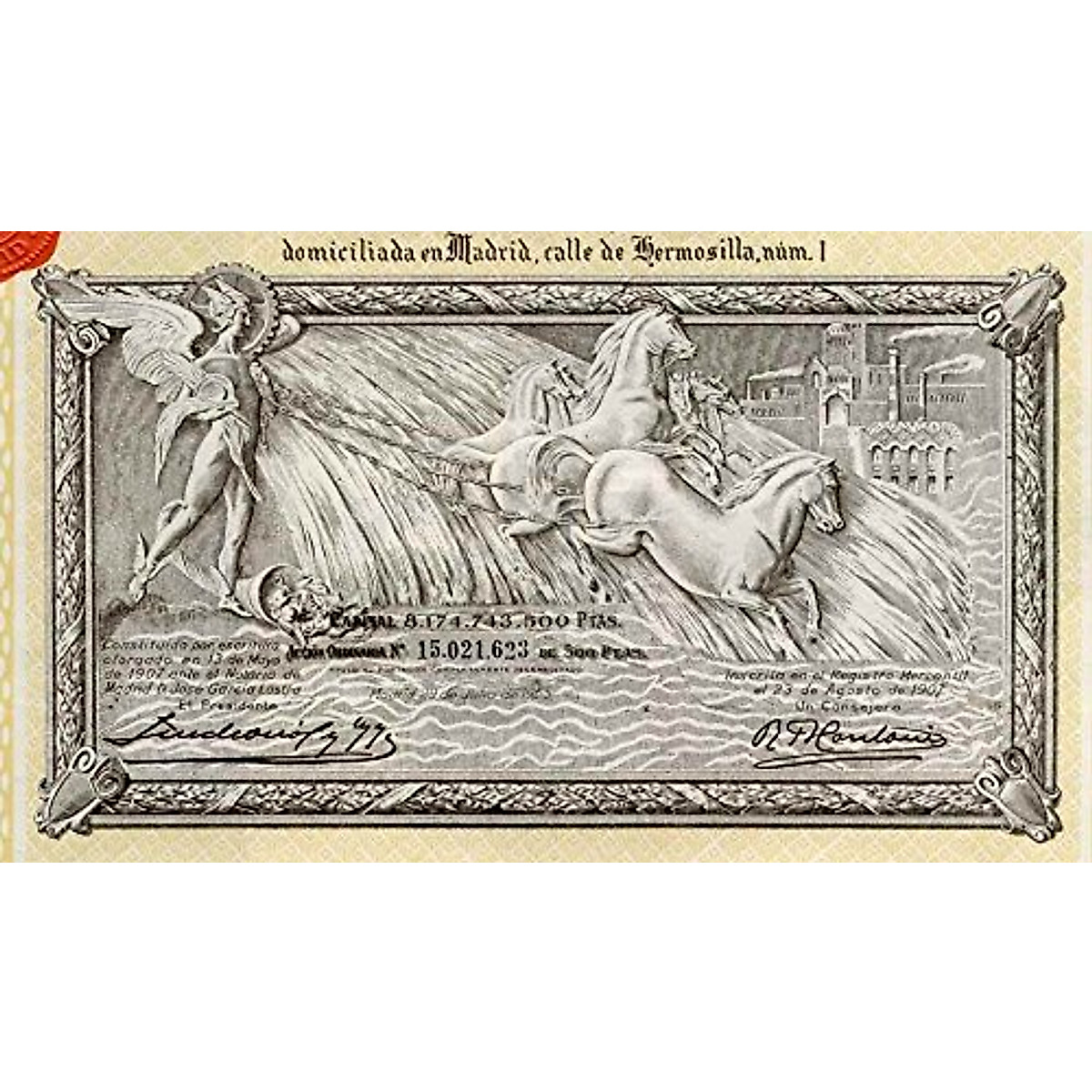 1907 ES SPAIN HYDROELECTIRC BOND w COUPONS (ENGRAVED 1907 ISSUED 1967) SELLS FOR $75 IN SPAIN! BUY NOW for $5! LMITED TIME AMAZON PROMO! 500 PESETAS Choice Uncirculated