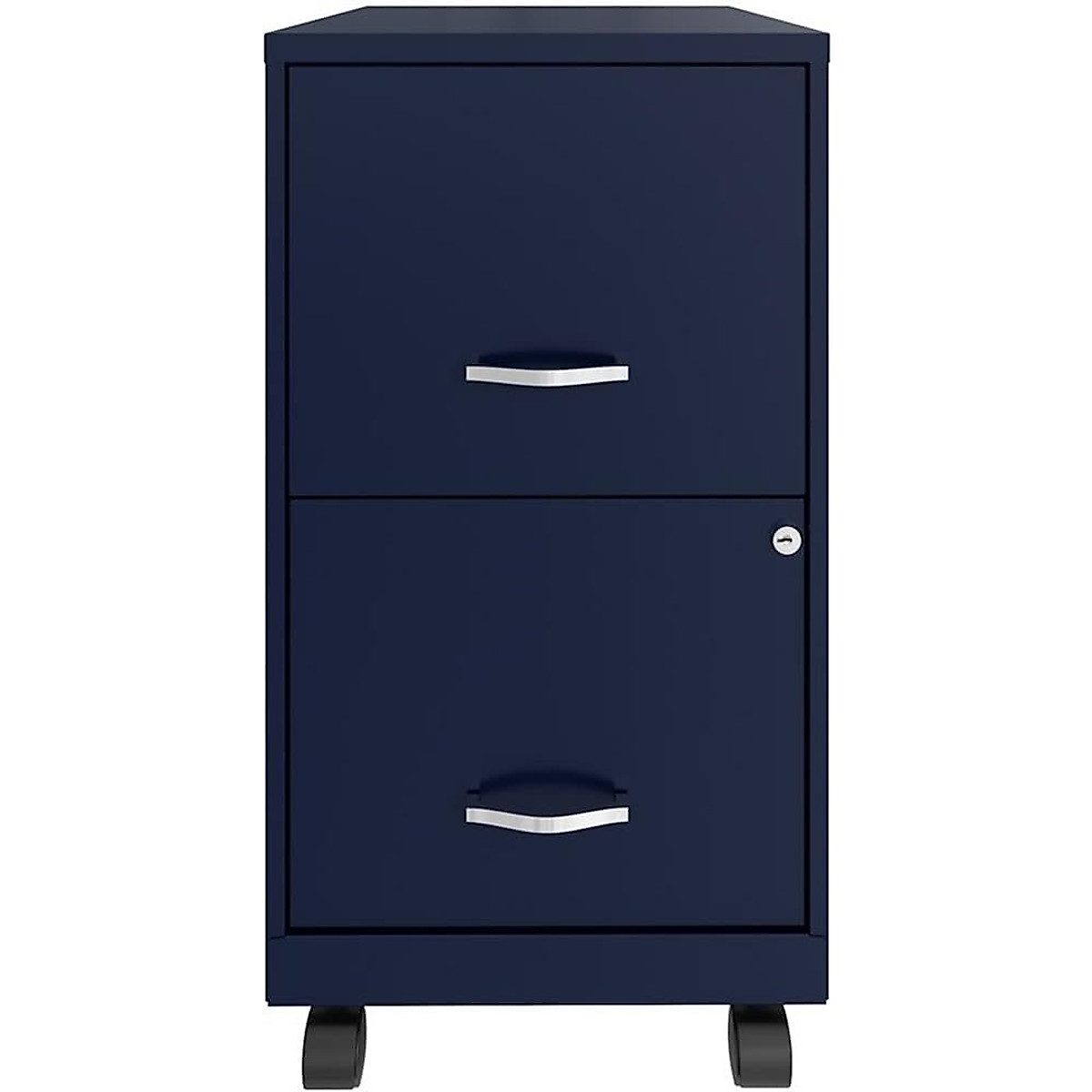 Space Solutions 2 Drawer Metal Mobile File Cabinet with Lock, Letter Size, Navy, Fully Assembled