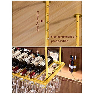 Stylish Simplicity Down Wine Glass Holder Simple Metal Iron Stylish Simplicity Goblet Holder Wine Glass Holder Kitchen Cutlery Bottle Holder Adjustable Height Bar Float (Golden 120 * 30Cm), PIBM,