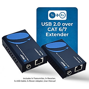 OREI USB Over Ethernet Extender Upto 330 Feet - Extends USB 2.0 Signals Over LAN Ethernet with 2 Ports - Power Over Cable, Long Distance Extension & Support for All Operating Systems (USB-EXB330-K)
