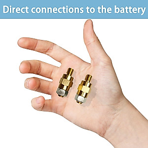 BESULEN 4 Pcs Side Post Battery Terminal, 3/8"-16 Copper Bolt Connector, Solid Brass Post Adapter Extender Screws for Standard Battery, Thread Side Terminal Batteries Studs