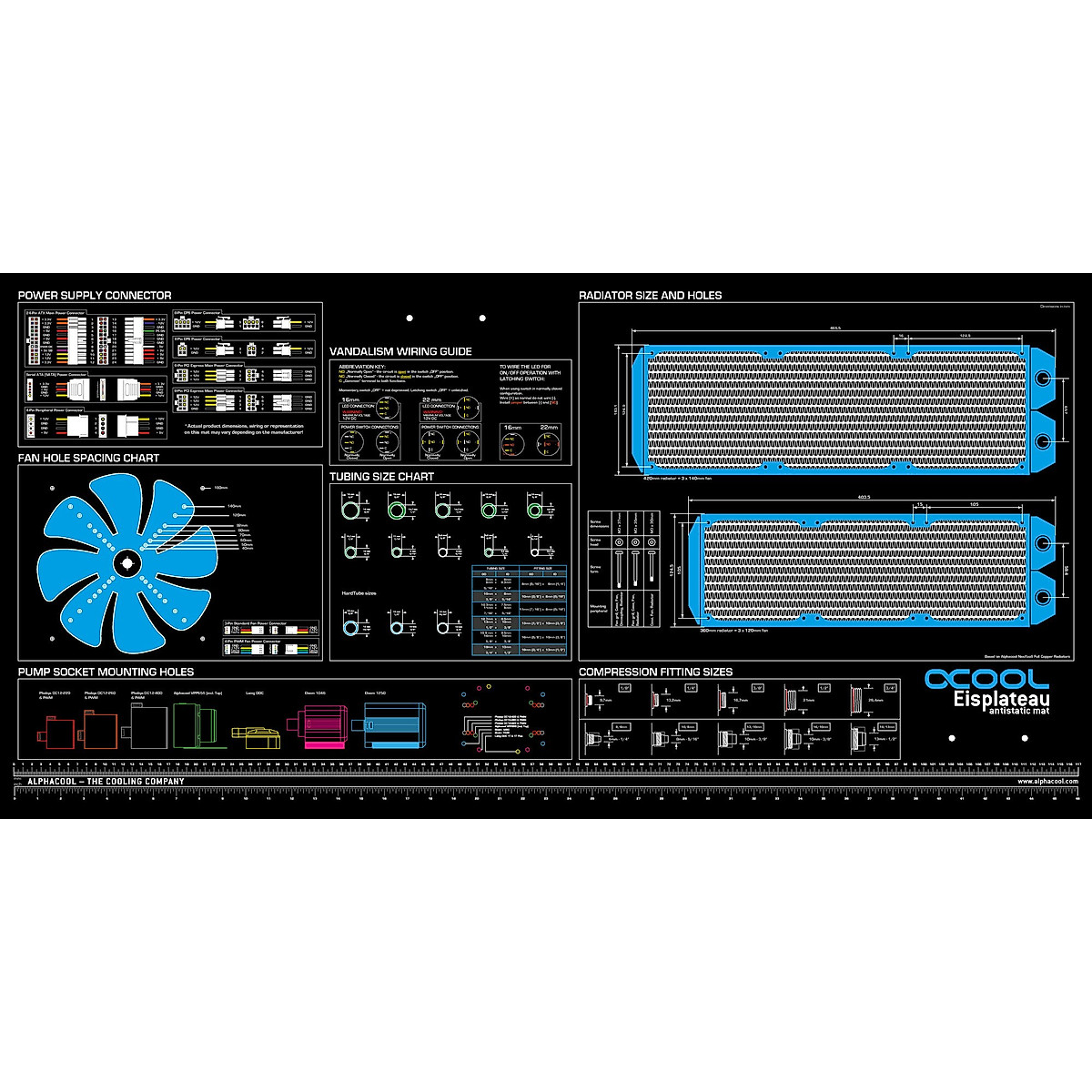 Alphacool 90334 Eisplateau Anti-Static Work- and mounting mat 120x60cm Water Cooling Accessories