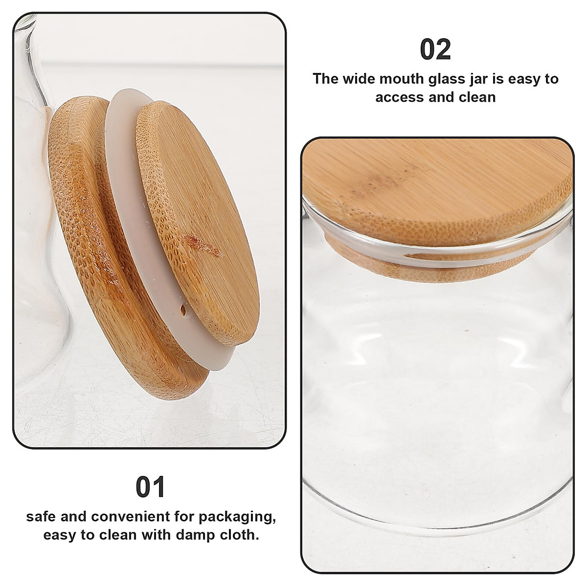 Kichvoe Food Containers Glass Jar with Lid Glass Jars Glass Food Can Canisters Glass Tea Canister Cereals Canister Glass Storage Jars Dry Fruit Jar Coffee Container Bamboo Coffee Can Seal