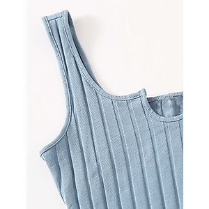 Verdusa Women's Notch Neck Cami Tank Top and Dolphin Shorts Lounge Pajama Set Blue XS